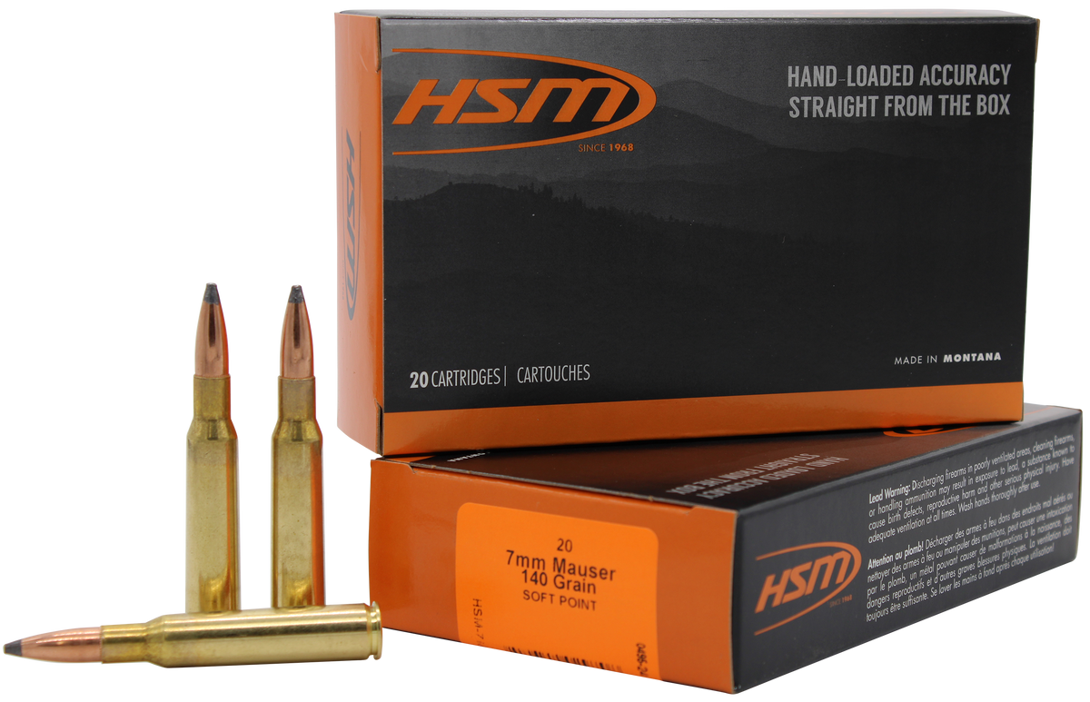 HSM 7MAUSER6N 7mmMauser 140gr Soft Point 20 Per Box/20 Case — Fort ...